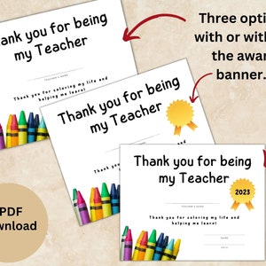 Teacher Appreciation Awards, Year End Teacher Gift, Certificate of ...