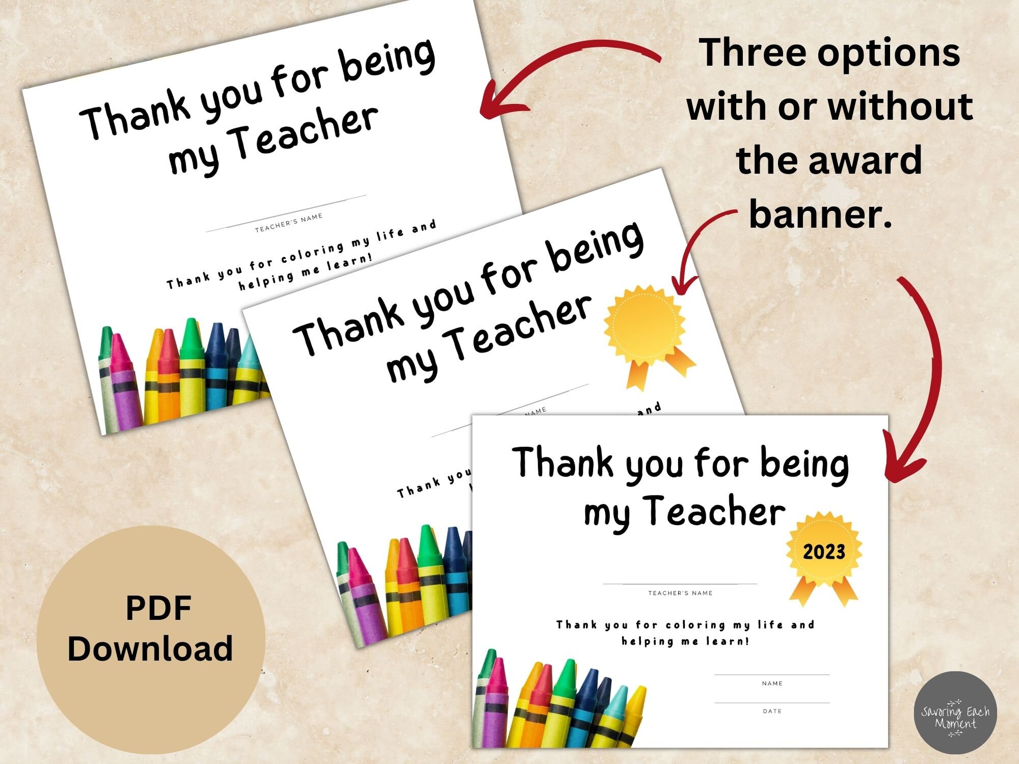 Teacher Appreciation Awards, Year End Teacher Gift, Certificate of ...