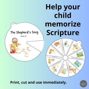 Psalms 23 Sunday School Craft, Bible Story Wheel Craft, Memory Verses ...