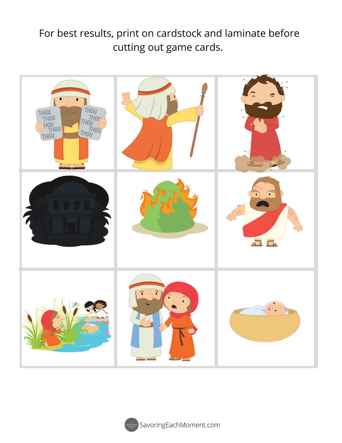 Moses Bingo Game for Kids Bible Bingo Game Printable Games for Kids ...