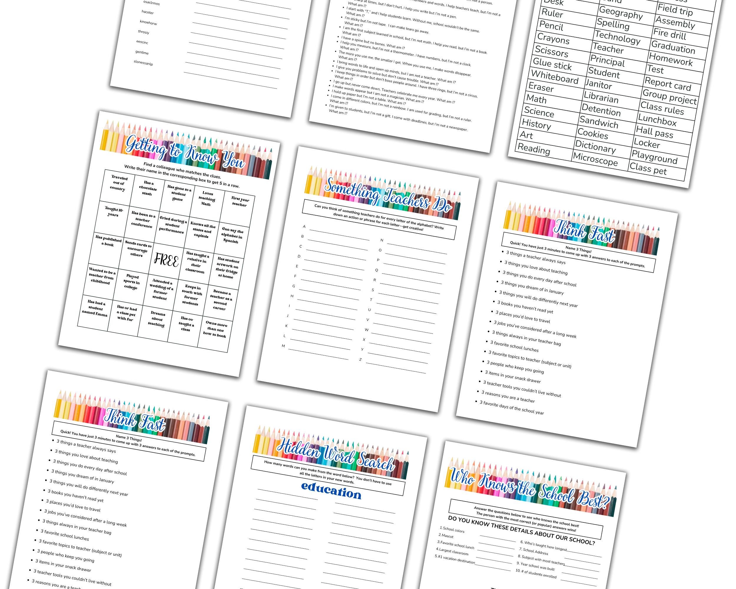 Teacher Trivia Game, Teacher Alphabet Game, Teacher Retirement Game ...