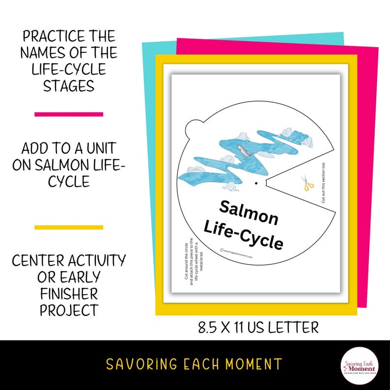 Salmon Life Cycle Spinner Wheel Craft, Homeschool Science, Salmon Unit ...