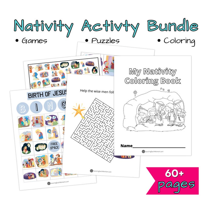 Baby Jesus Nativity Printable Bundle, the True Story Nativity Coloring ...