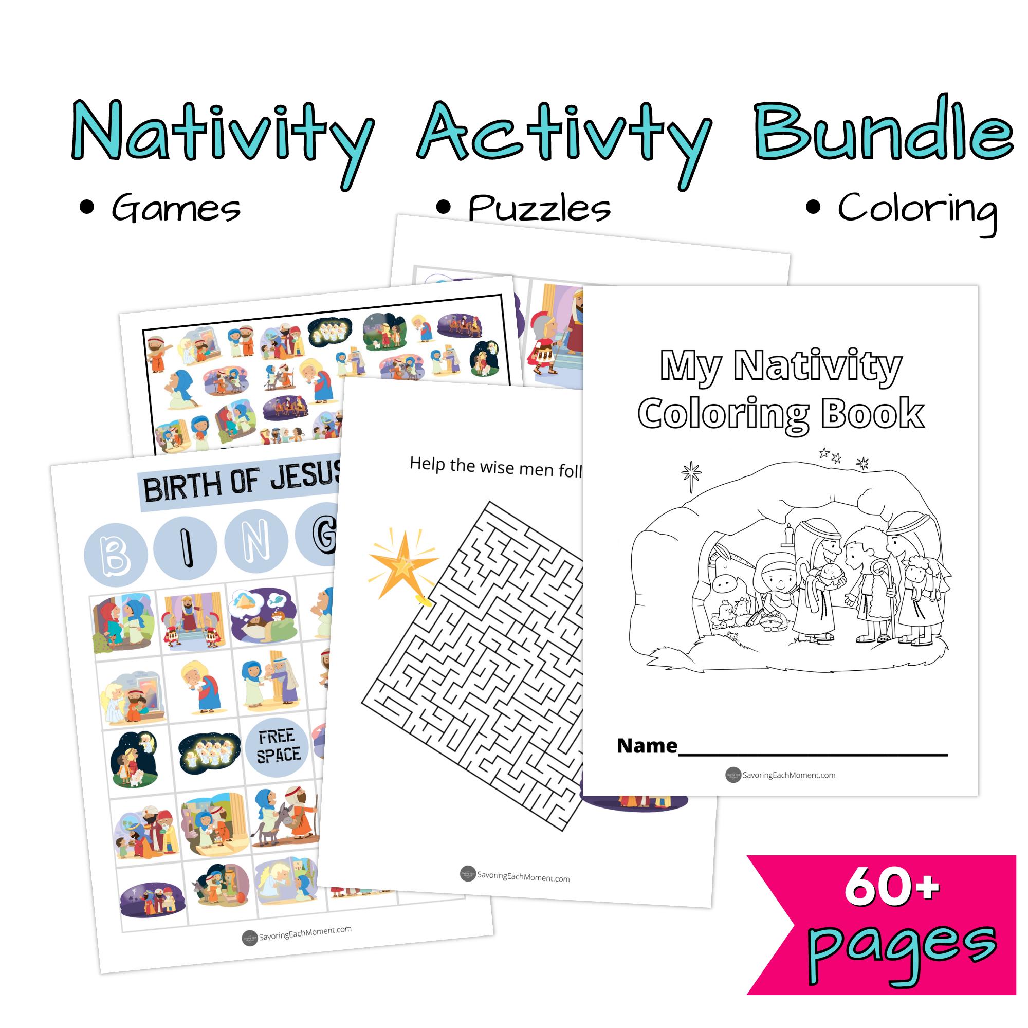 Baby Jesus Nativity Printable Bundle, the True Story Nativity Coloring ...