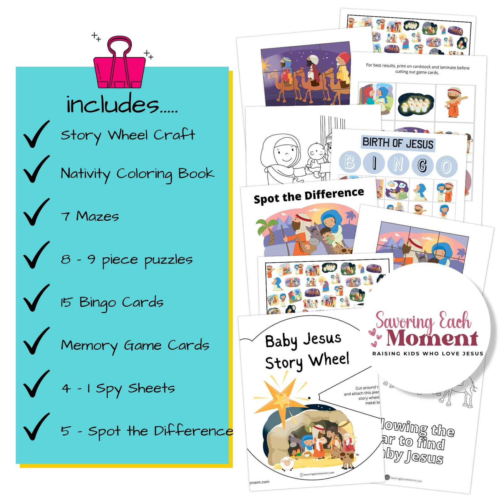 Baby Jesus Nativity Printable Bundle, the True Story Nativity Coloring ...