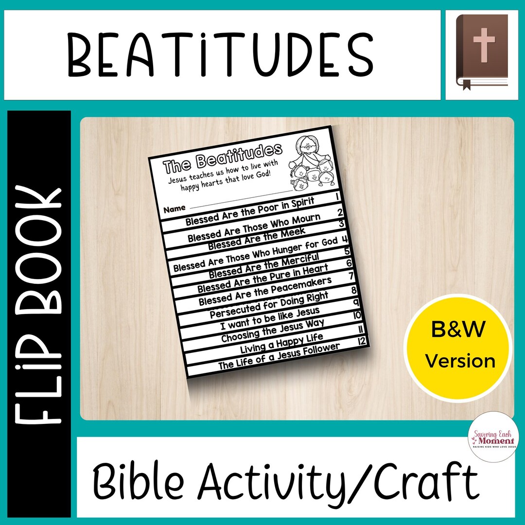 Sermon on the Mount, Beatitudes Kids Activity, Bible Verse Flip Book ...