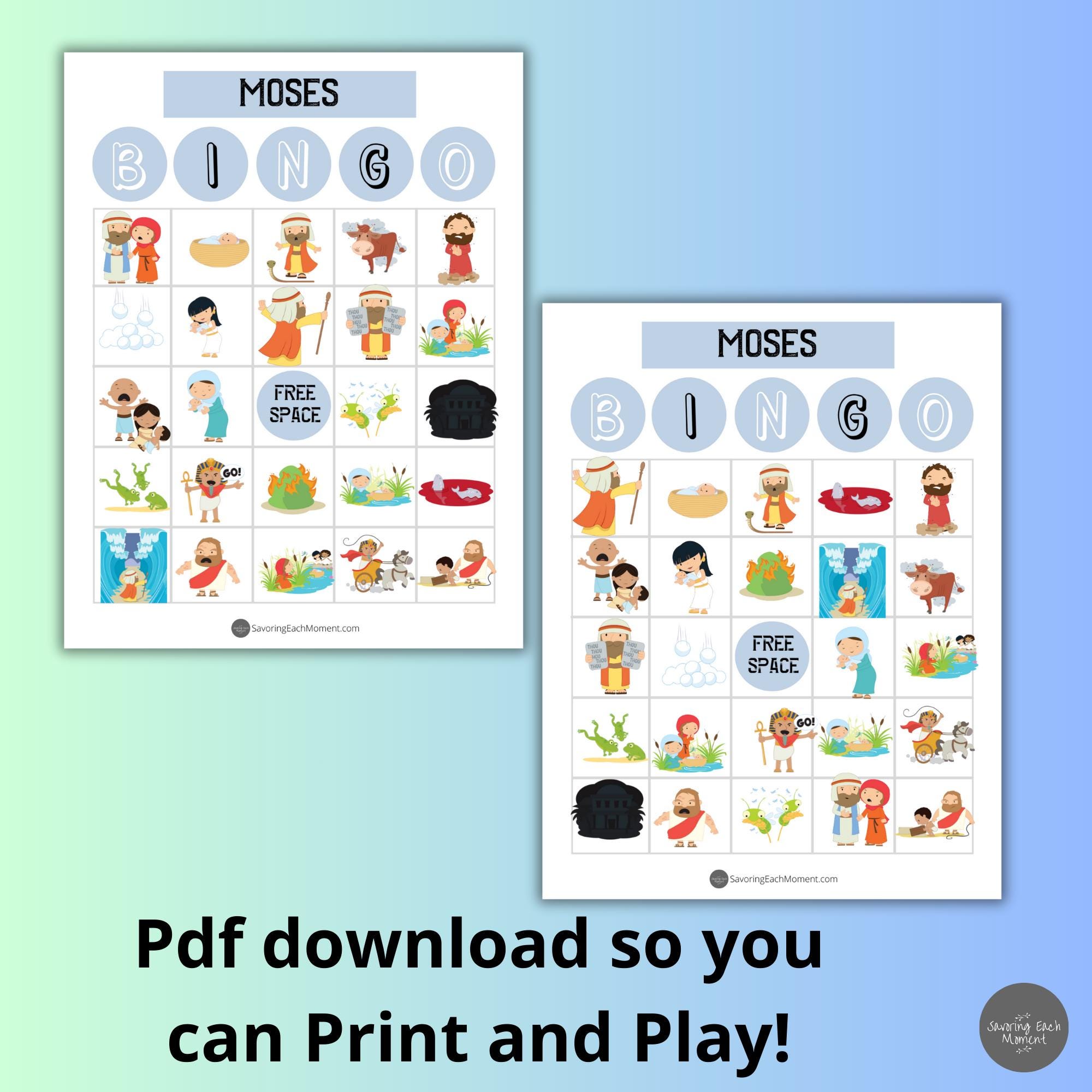 Moses Bingo Game for Kids Bible Bingo Game Printable Games for Kids ...