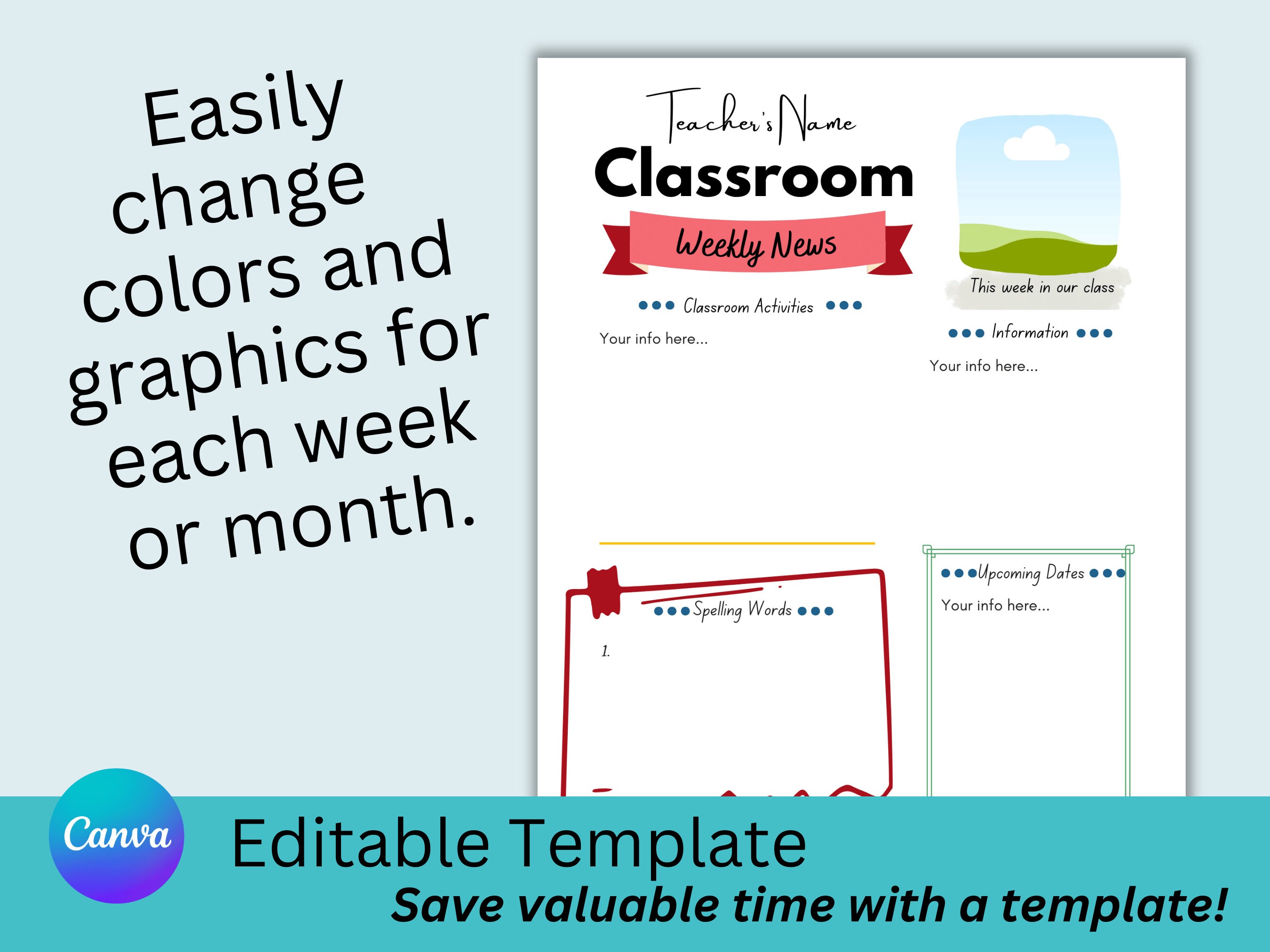 Teacher Newsletter Template Meet the Teacher Template Canva - Etsy