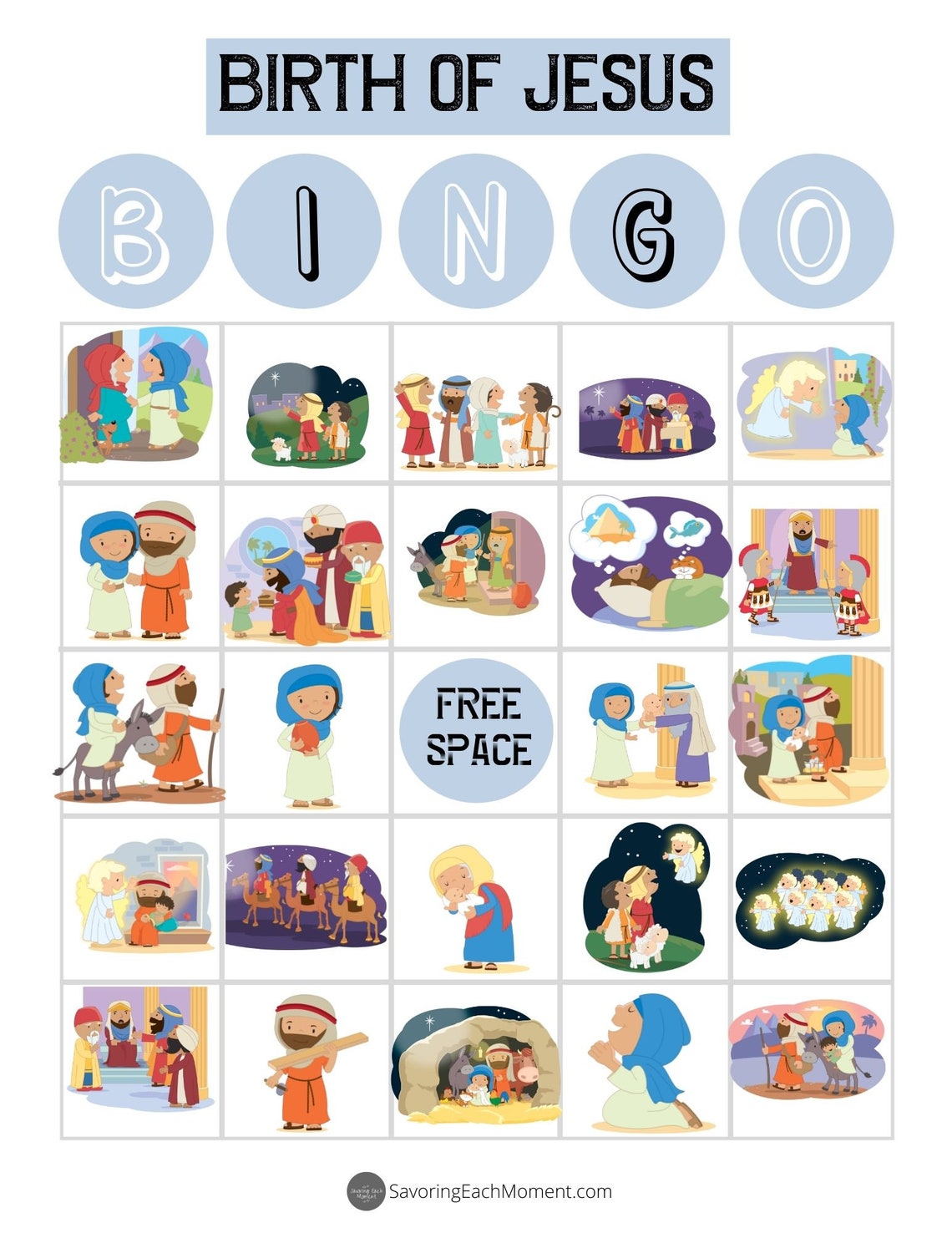 Nativity Bingo Game, Printable Games for Kids, Classroom Games ...