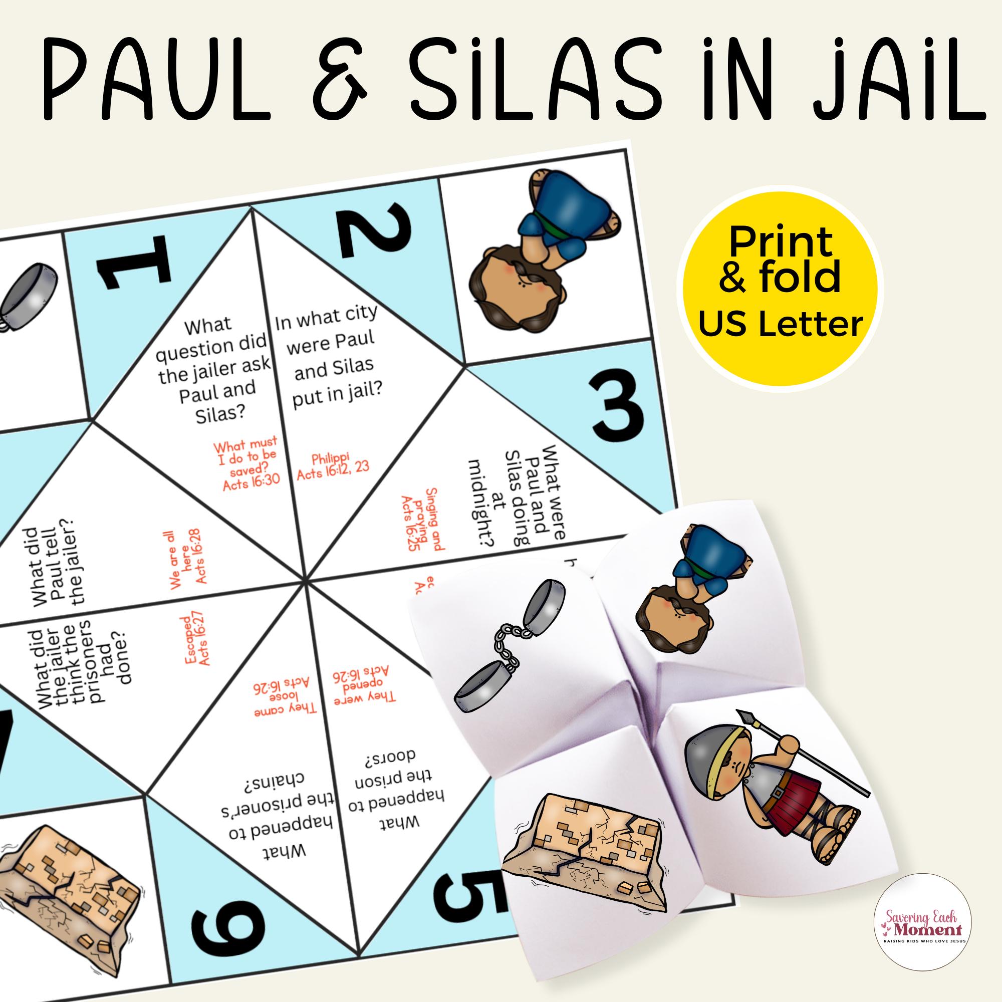 Paul & Silas Crafts, Cootie Catcher, Kids Ministry Activity, Bible ...