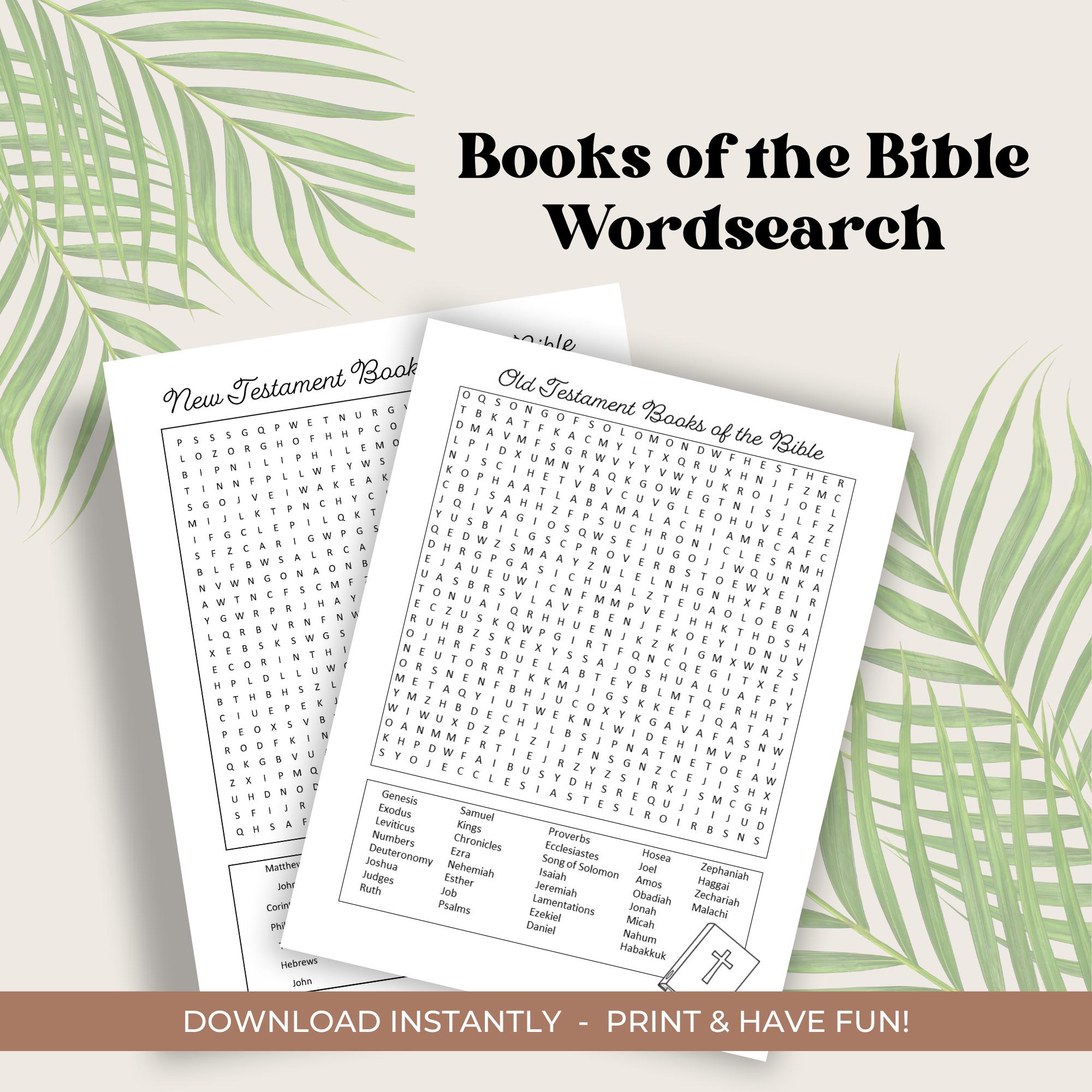 Books of the Bible Word Searches, Printable Bible Word Search Puzzles ...