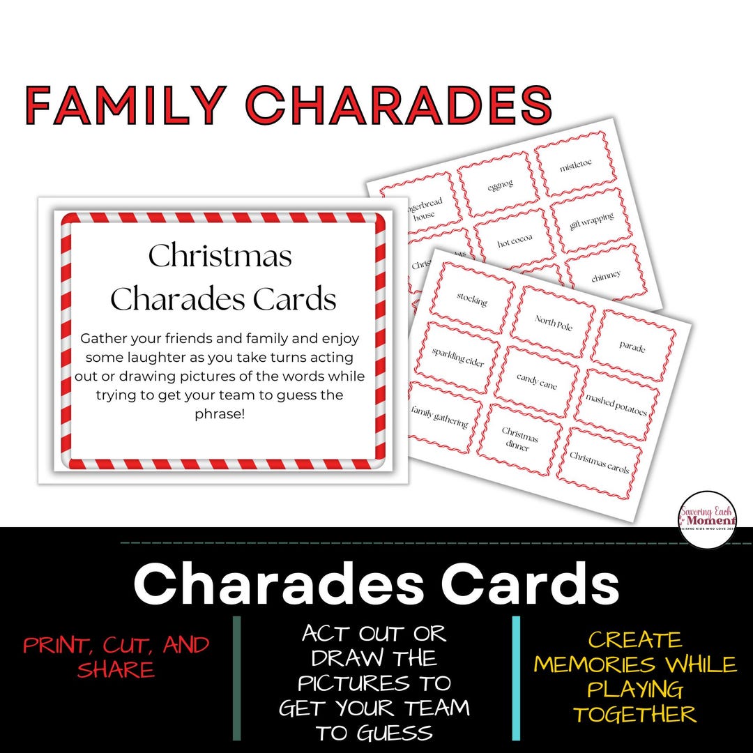 Christmas Charades, Christmas Games for Families, Christmas Party Games ...