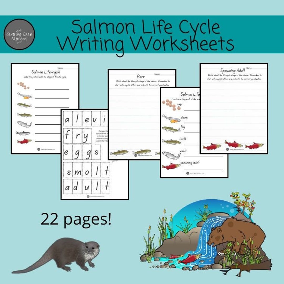 Salmon Life Cycle Writing Worksheets, Science Worksheets, Handwriting ...