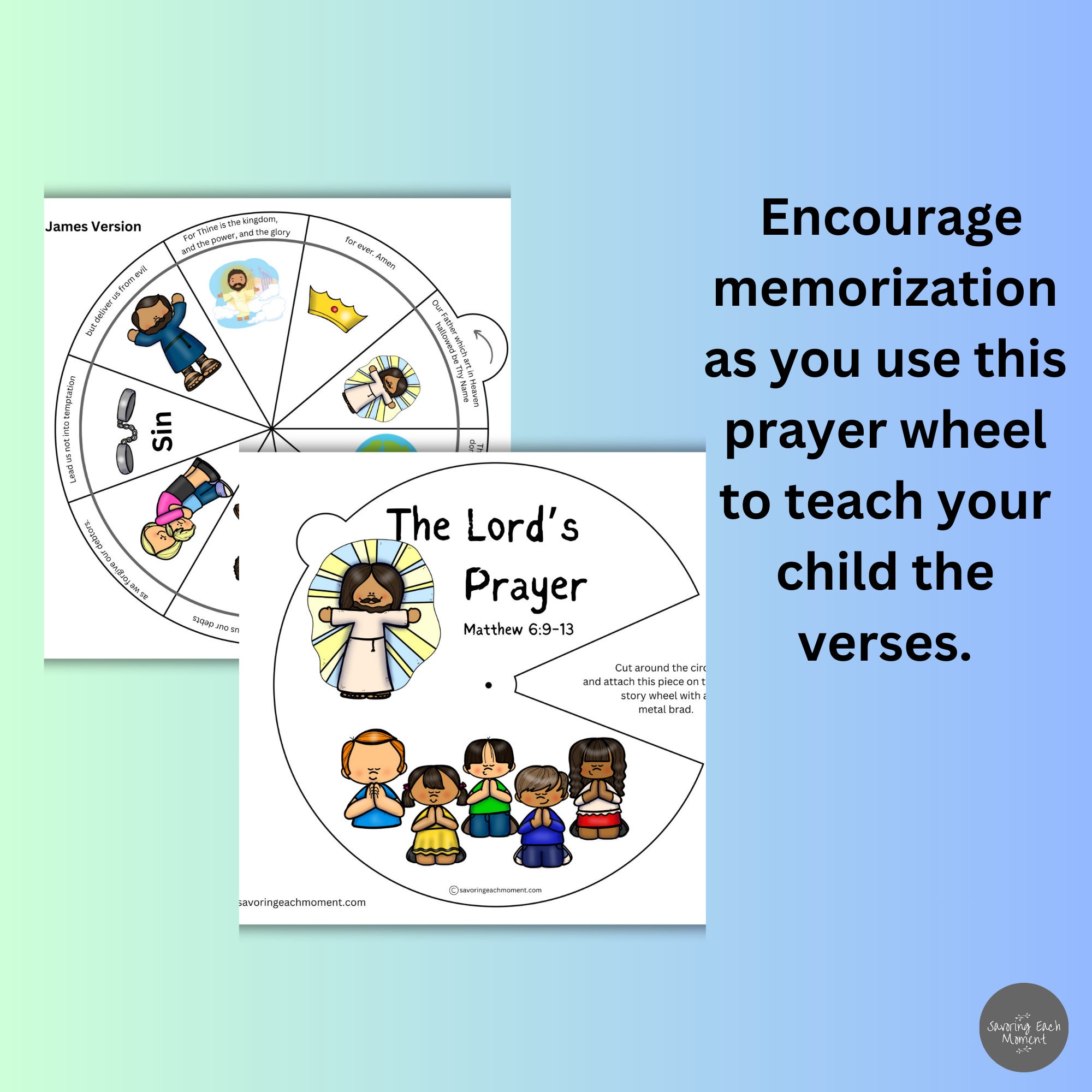 Printable Lords Prayer Wheel for Kids, Bible Activity Sheet, Lord's ...