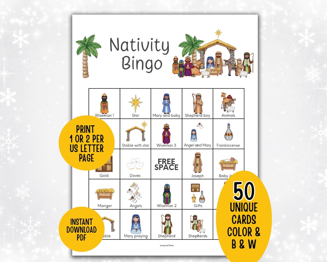 Nativity Bingo, 50 Nativity Bingo Cards, Christmas Bingo, Christmas ...