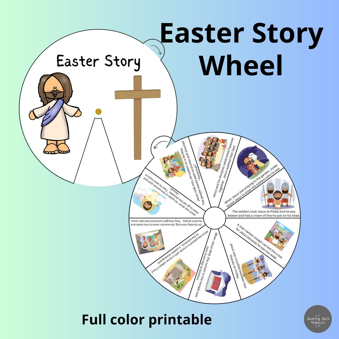 Easter Story Sunday School Crafts, Story Wheel Easter Activity, Holy ...