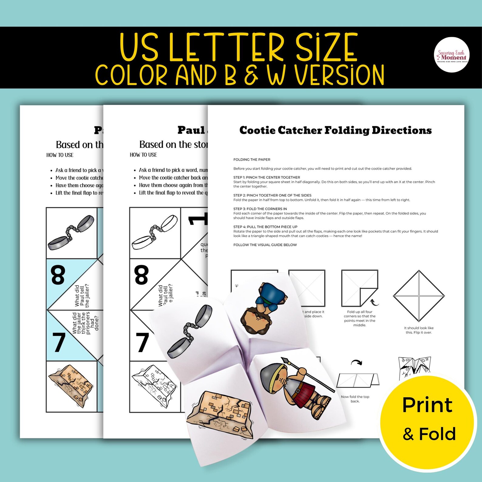 Paul & Silas Crafts, Cootie Catcher, Kids Ministry Activity, Bible ...
