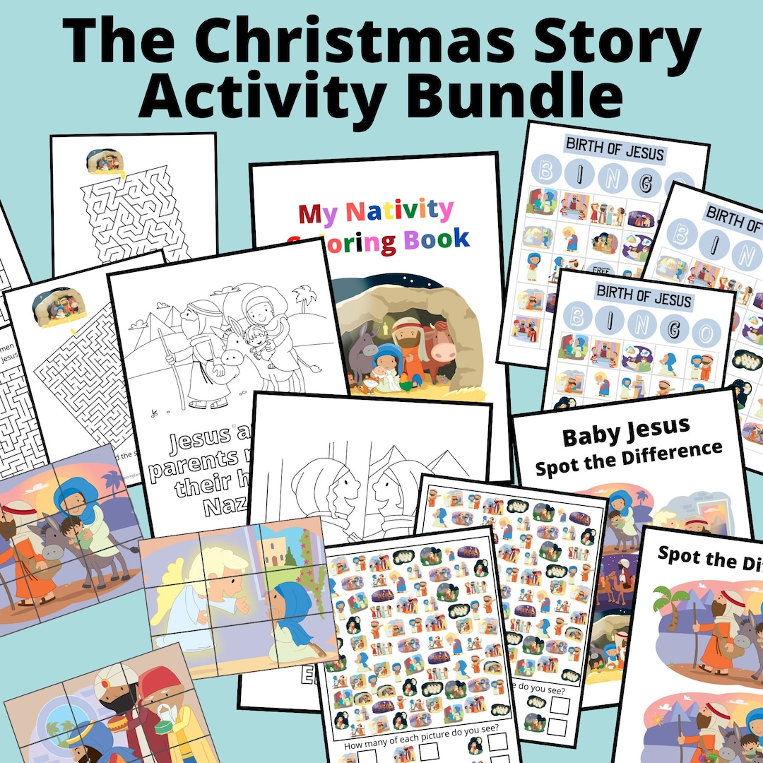 The Christmas Story for Kids Printable Activity Bundle, Bible Story ...