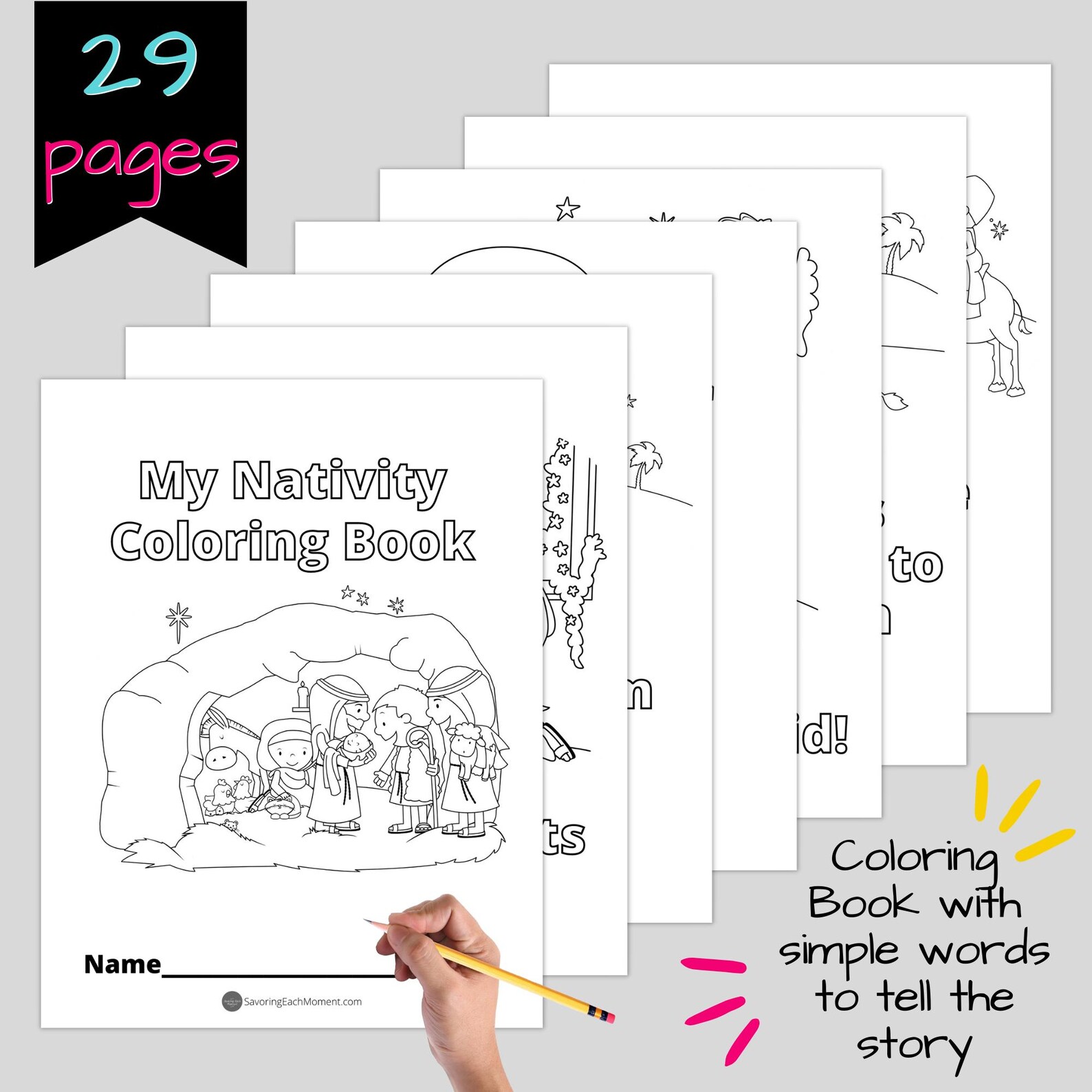Baby Jesus Nativity Printable Bundle, the True Story Nativity Coloring ...