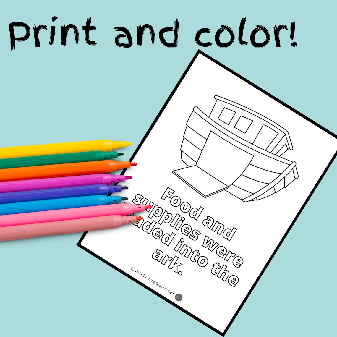 Noah's Ark Bible Coloring Pages for Kids Bible Story Printable Bible ...