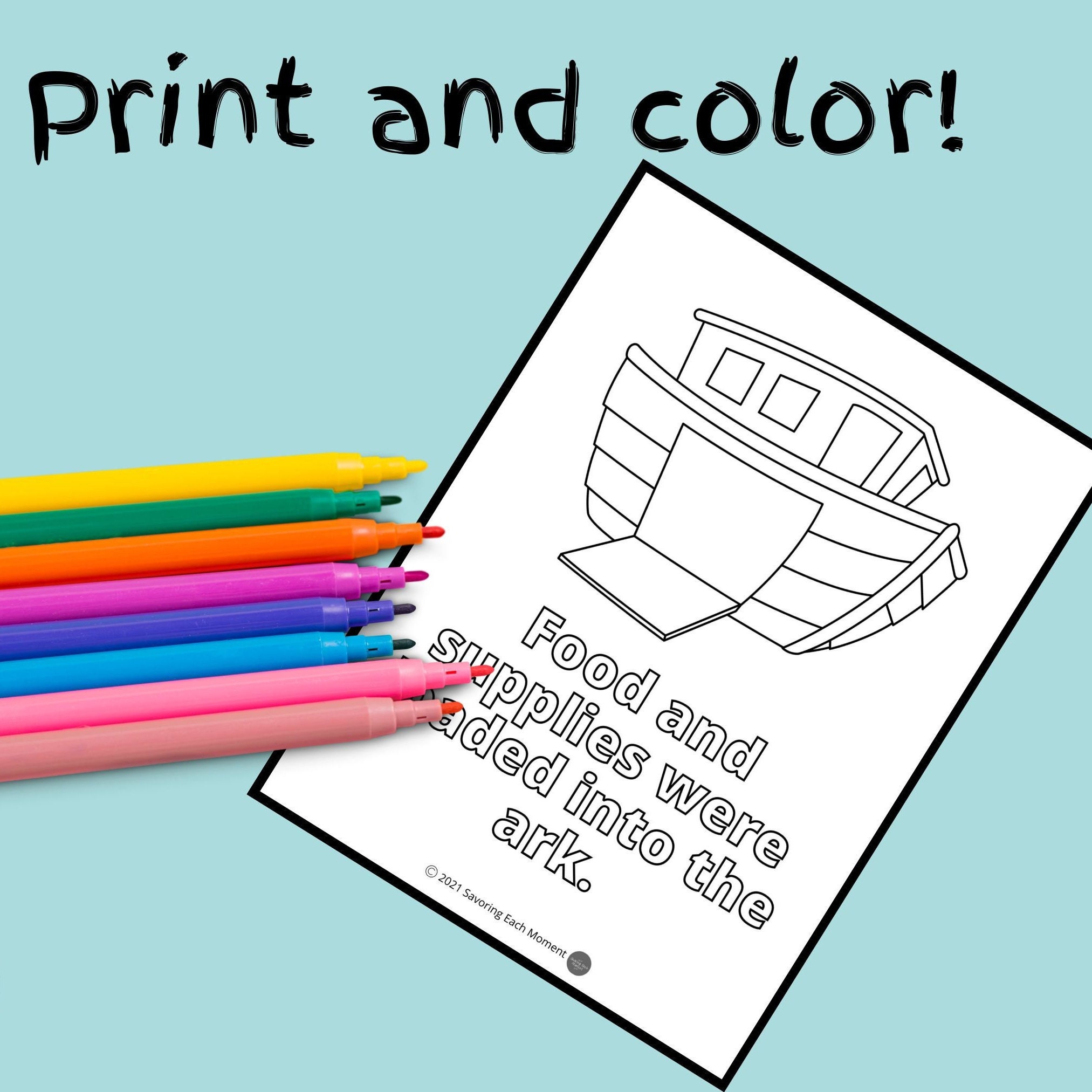 Noah's Ark Bible Coloring Pages for Kids Bible Story Printable Bible ...