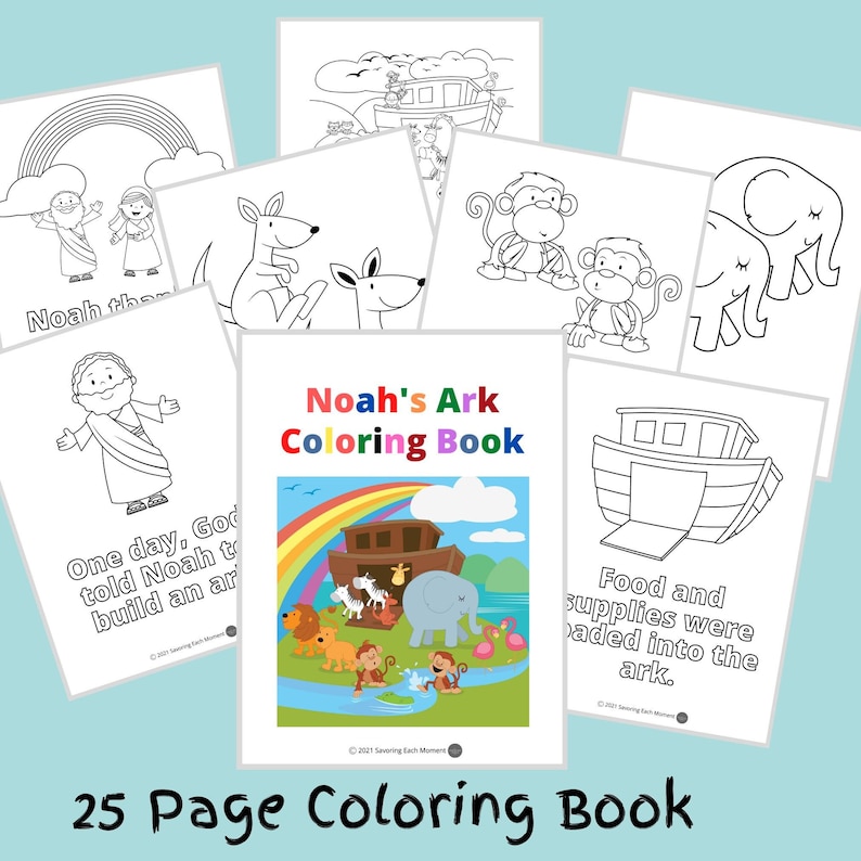 Noah's Ark Bible Coloring Pages for Kids Bible Story Printable Bible ...