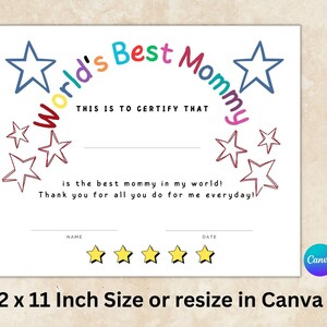 Mother's Day Certificate, Worlds Best Mom Certificate, Mother's Day ...