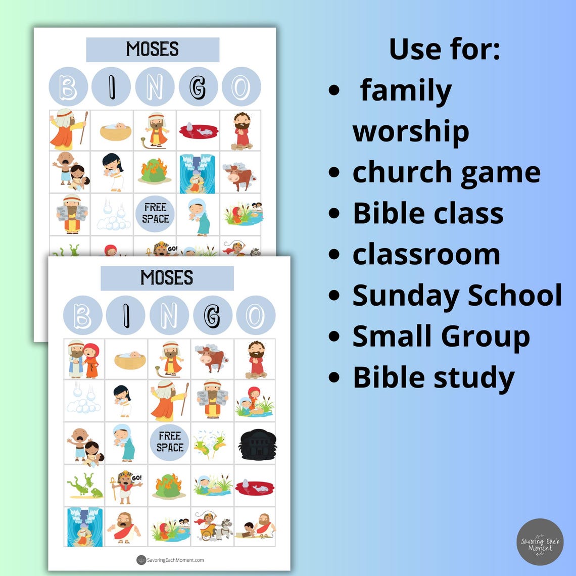 Moses Bingo Game for Kids Bible Bingo Game Printable Games for Kids ...