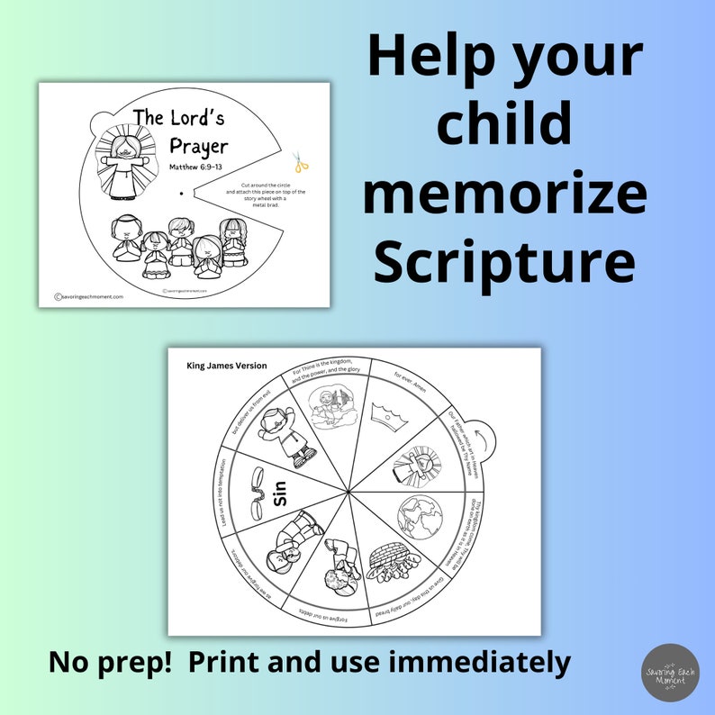 Printable Lords Prayer Wheel for Kids, Sunday School Craft, Bible Verse ...