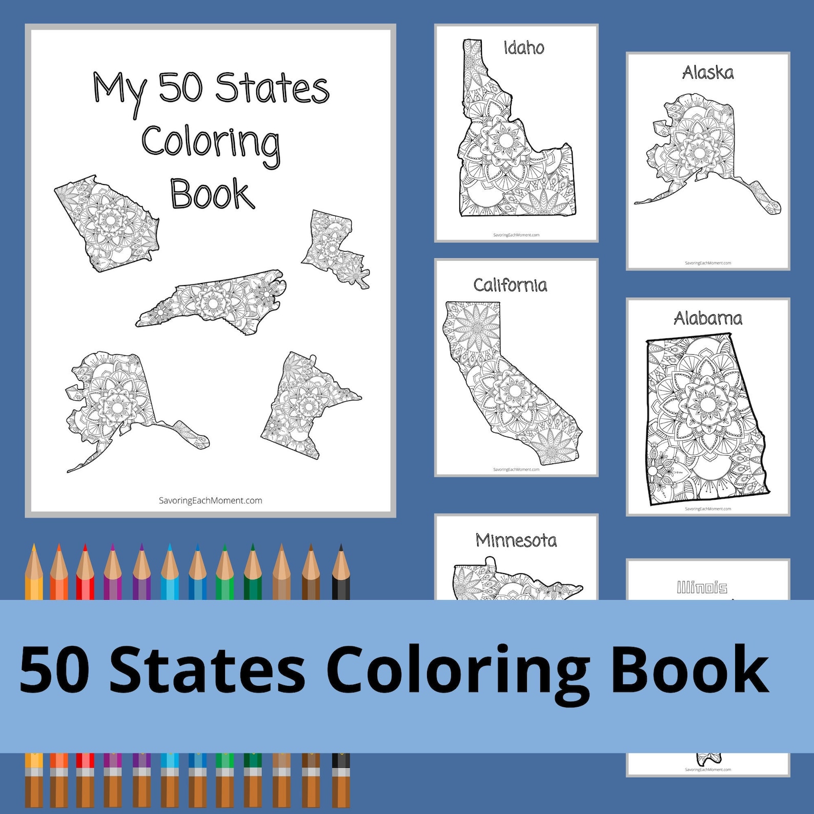 50 States Map Coloring Pages, United States Coloring Pages, Geography ...