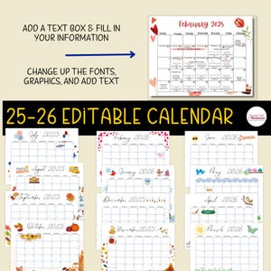 25-26 School Year Calendar Editable Canva Template, Academic Planner ...