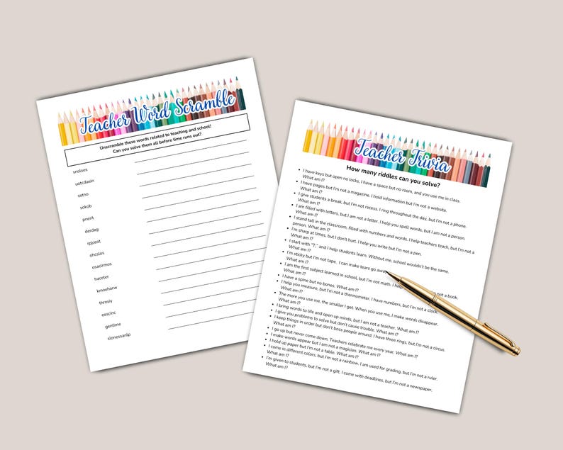 Teacher Trivia Game, Teacher Alphabet Game, Teacher Retirement Game ...