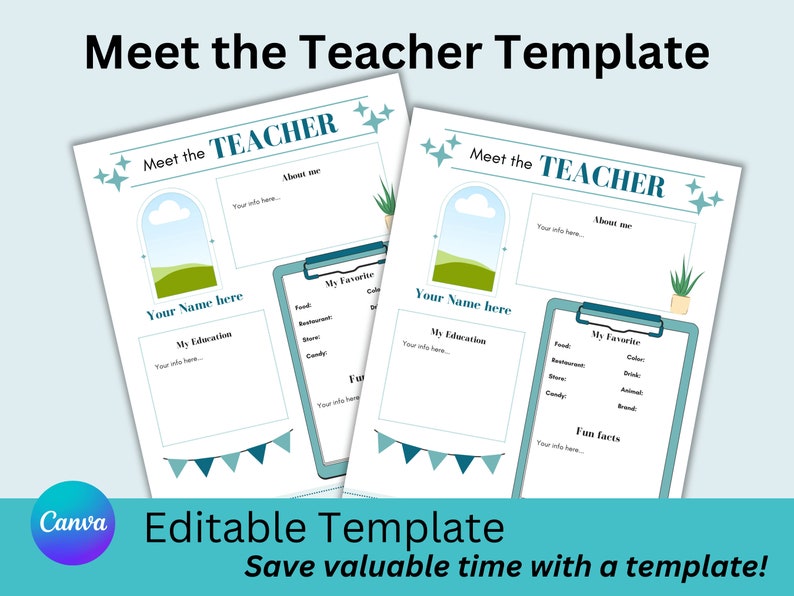 Editable Meet the Teacher Template Canva Classroom Template - Etsy