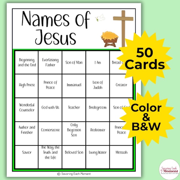 Names of Jesus Bingo - Etsy
