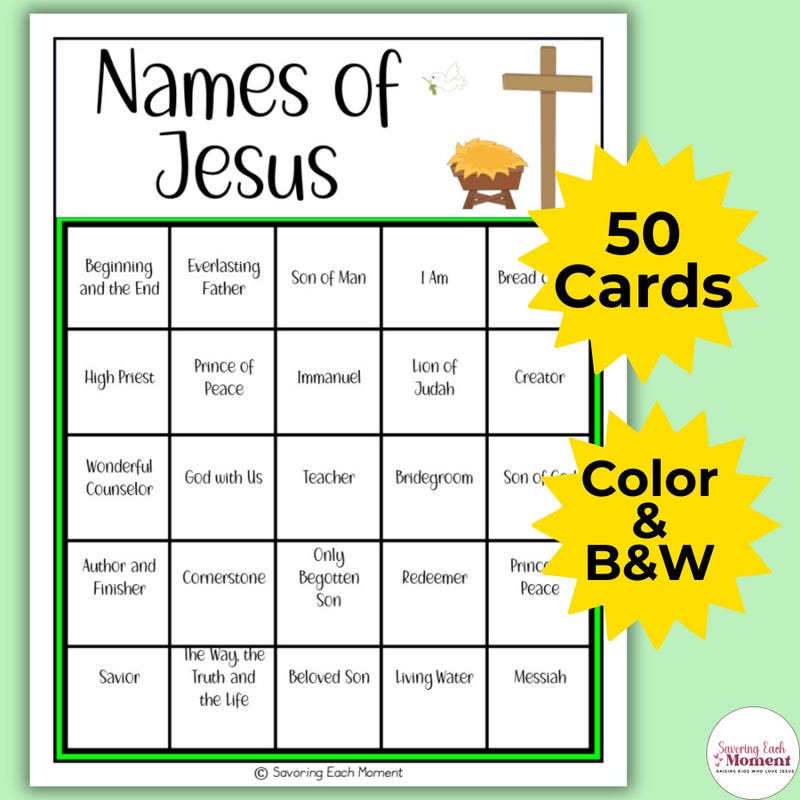 Names of Jesus Bingo - Etsy