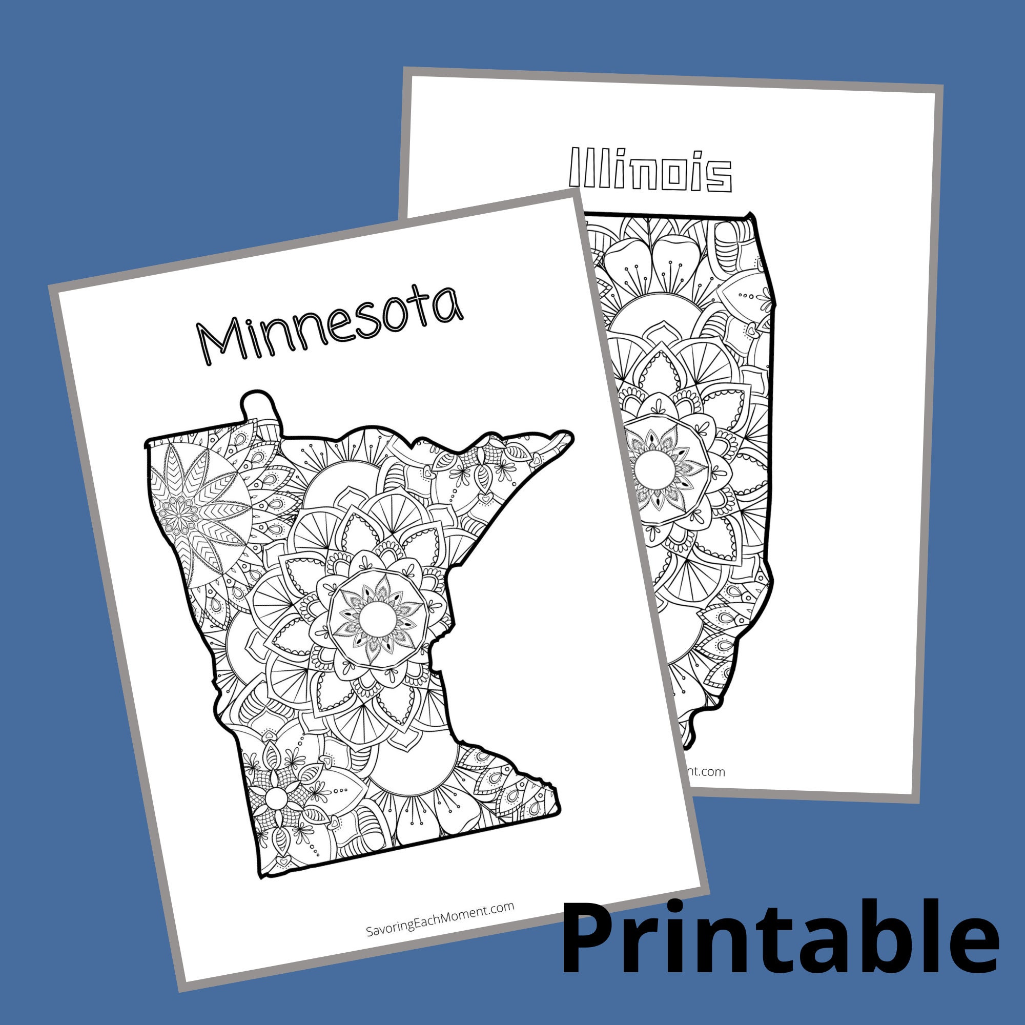 50 States Coloring Pages, United States Mandala Style Classroom ...