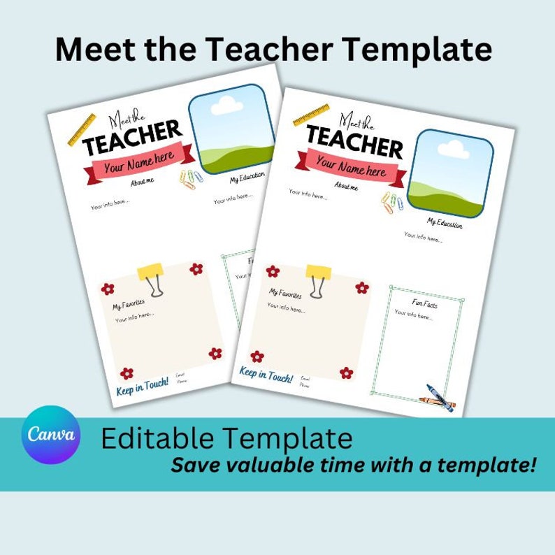 Teacher Newsletter Template, Meet the Teacher Template Canva, Teacher ...
