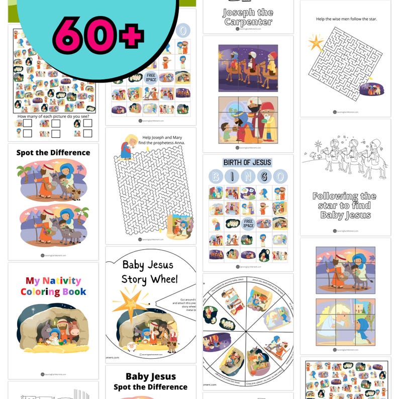 Baby Jesus Nativity Printable Bundle, the True Story Nativity Coloring ...