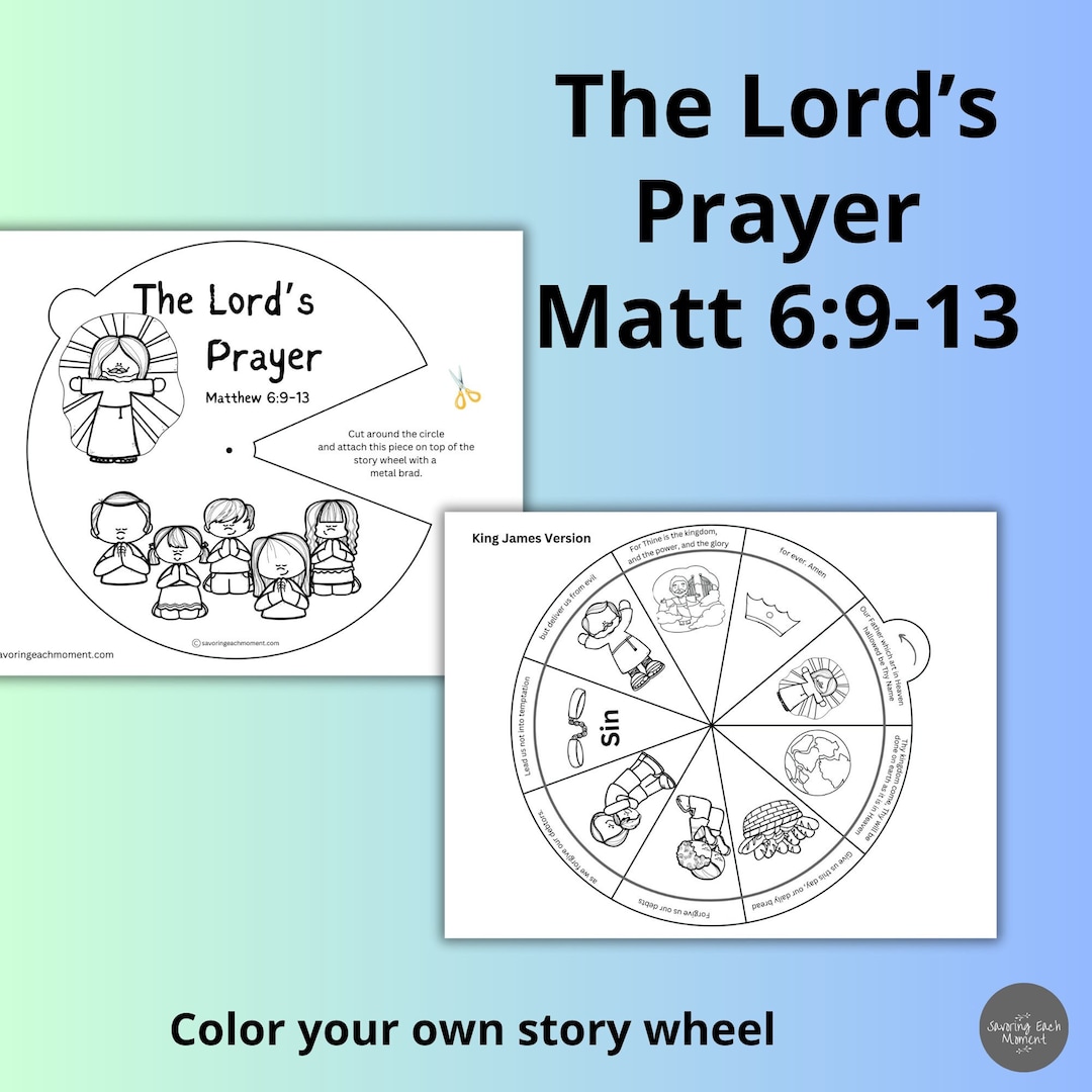Printable Lords Prayer Wheel for Kids, Sunday School Craft, Bible Verse ...