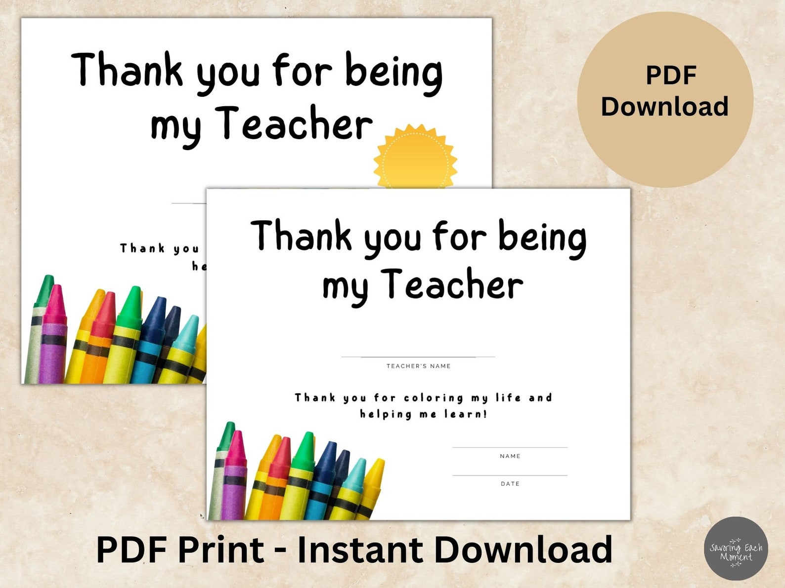 Teacher Appreciation Awards, Year End Teacher Gift, Certificate of ...