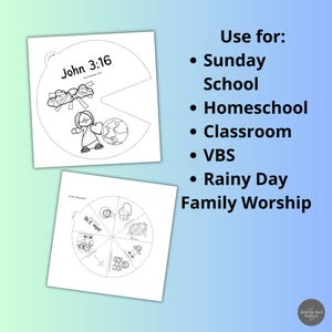 John 3:16 Sunday School Craft, Coloring Wheel, Printable Bible Activity ...