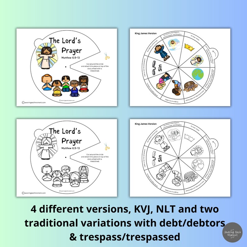 Printable Lords Prayer Wheel for Kids Bible Activity Sheet - Etsy