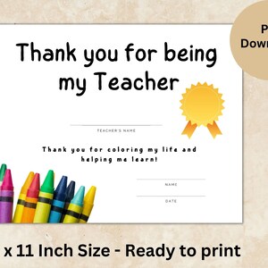 Teacher Appreciation Awards, Year End Teacher Gift, Certificate of ...