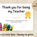 Teacher Appreciation Awards, Year End Teacher Gift, Certificate of ...