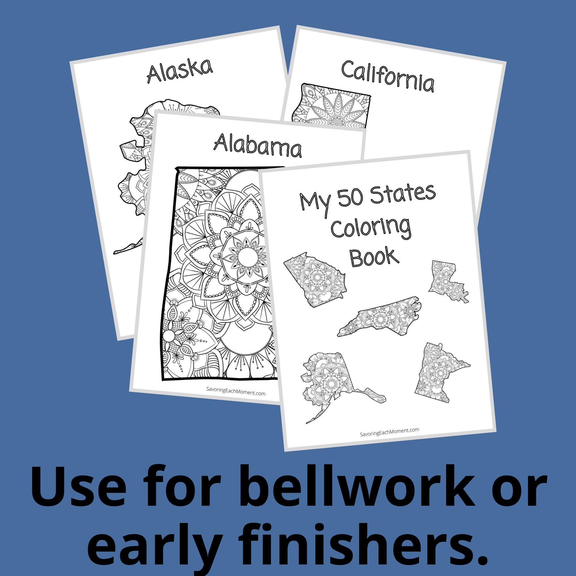 50 States Coloring Pages, United States Mandala Style Classroom ...