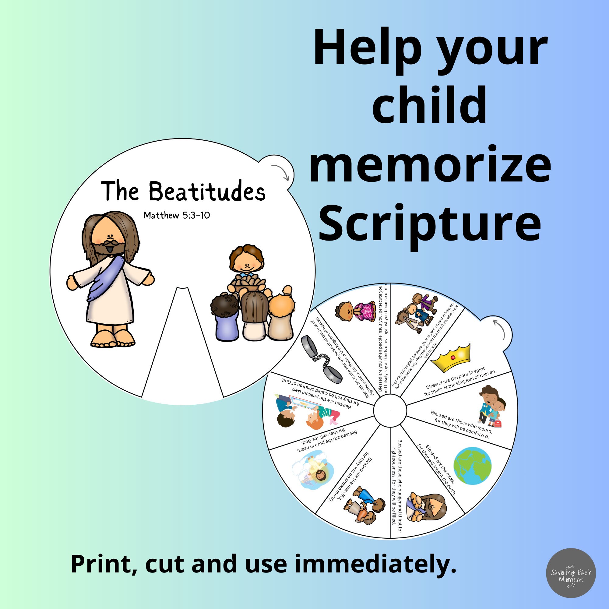 Beatitudes Bible Craft Activities, Bible Activities for Kids, Sermon on ...