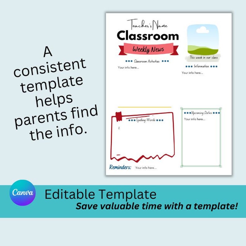 Teacher Newsletter Template, Meet the Teacher Template Canva, Teacher ...