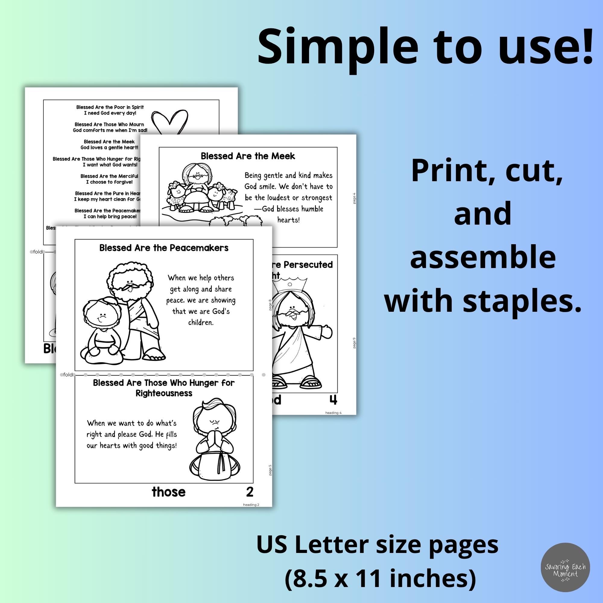 Sermon on the Mount, Beatitudes Kids Activity, Bible Verse Flip Book ...