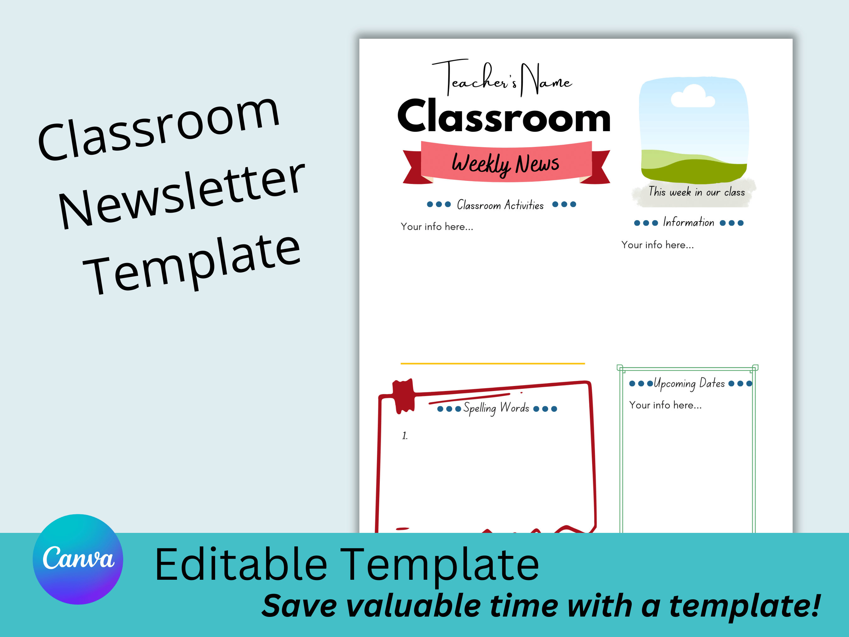 Teacher Newsletter Template Meet the Teacher Template Canva - Etsy