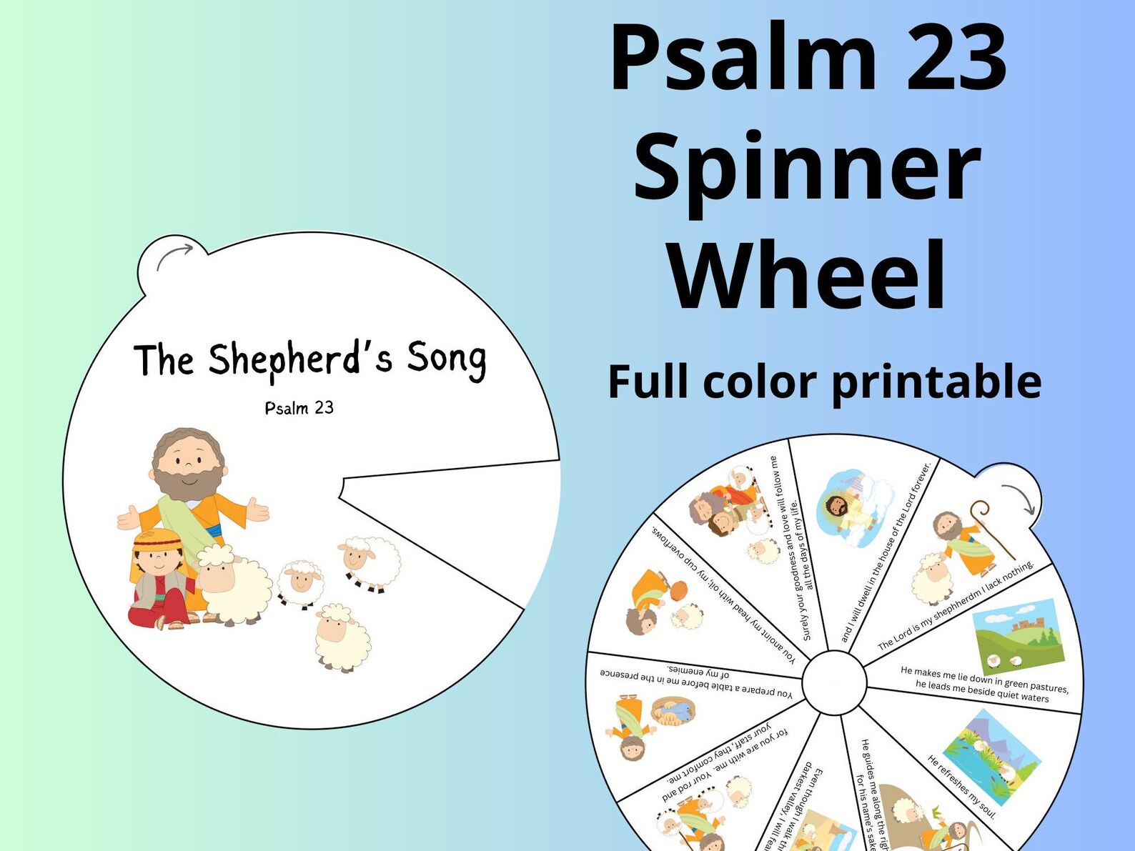 Psalms 23 Sunday School Craft, Bible Story Wheel Craft, Memory Verses ...